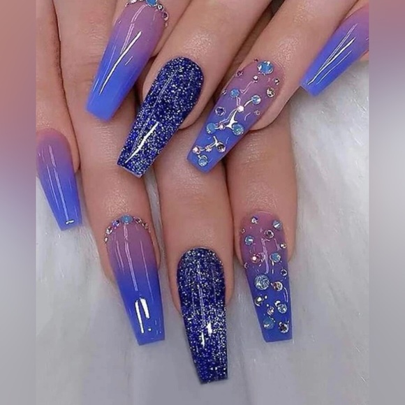 Chic Me Boutique | Makeup | Gorgeous Blue Glitter Crystal Designed Long ...